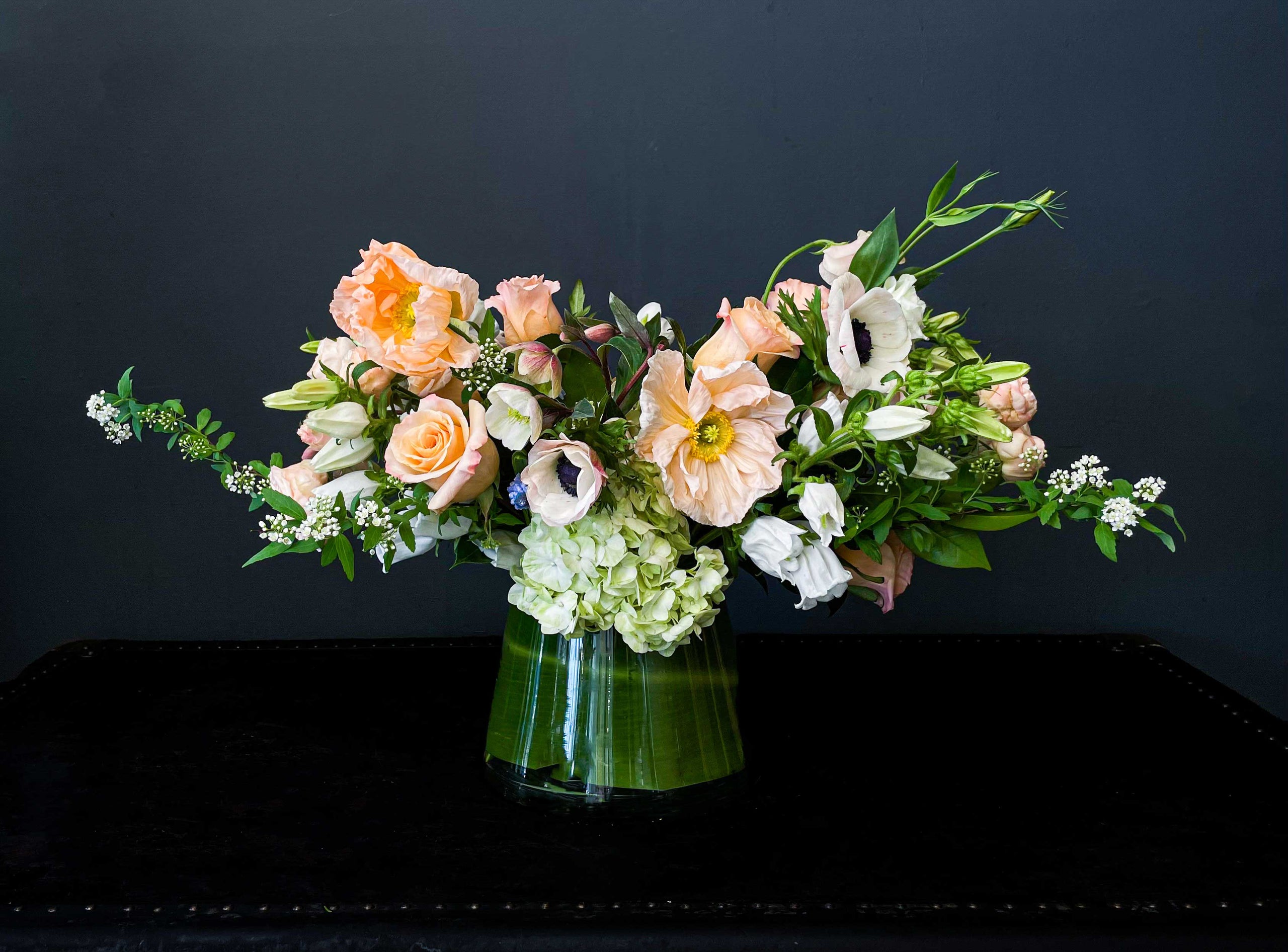 Seasonal peach color poppies flower arrangements in Beverly Hills ...